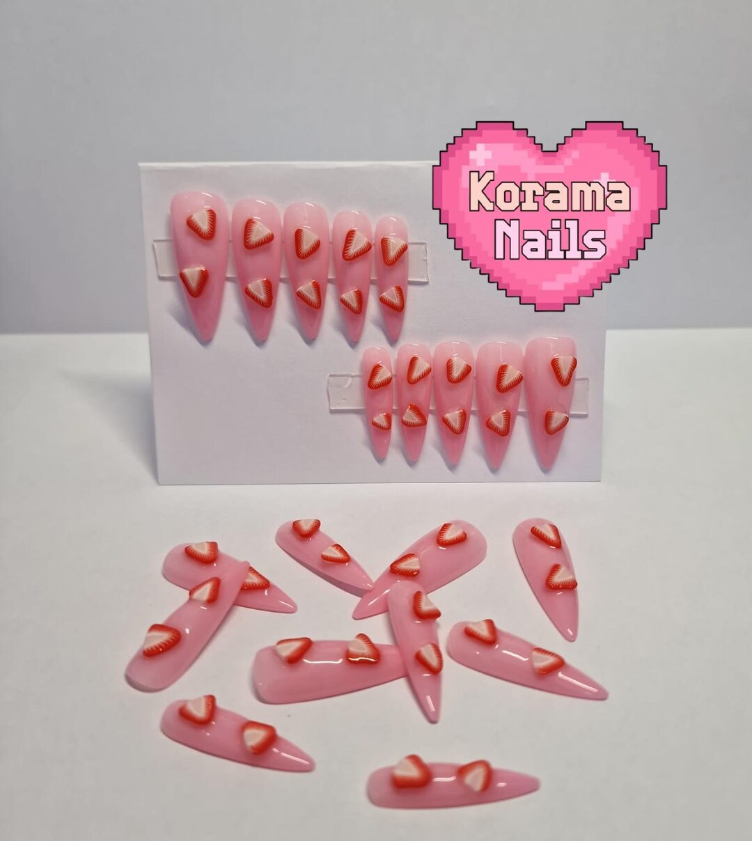 Strawberry / Full Set / Korama Nails / Press on Nails - Etsy