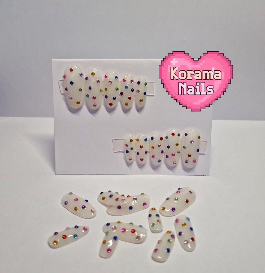 Rainbow Pearls / Full Set / Korama Nails / Press on Nails - Etsy