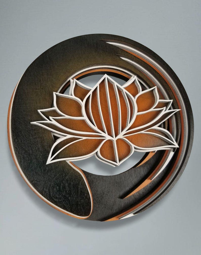 Lotus Enso Circle SVG: Laser Cut Multilayer Wall Art (digital Download ...