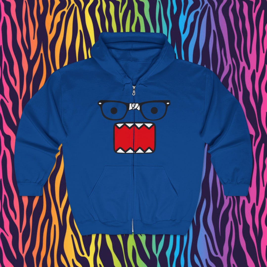 Emo Scene Y2k Fashion Hoodie - Unisex Domo Kun Zip up Sweatshirt - 2000's Vintage Cartoon Hot ...