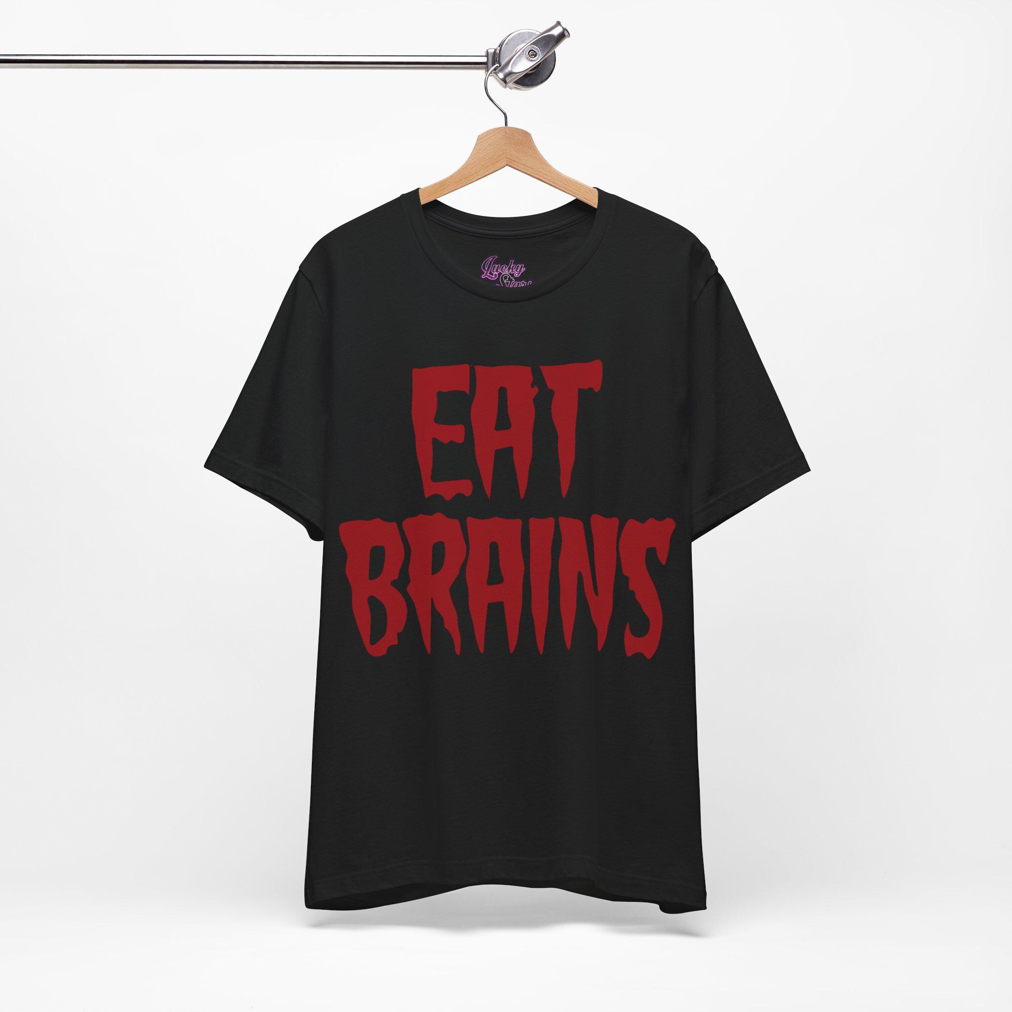 EAT BRAINS Zombie Font Tee - Horror Halloween Gore Shirt - 2000's Emo ...