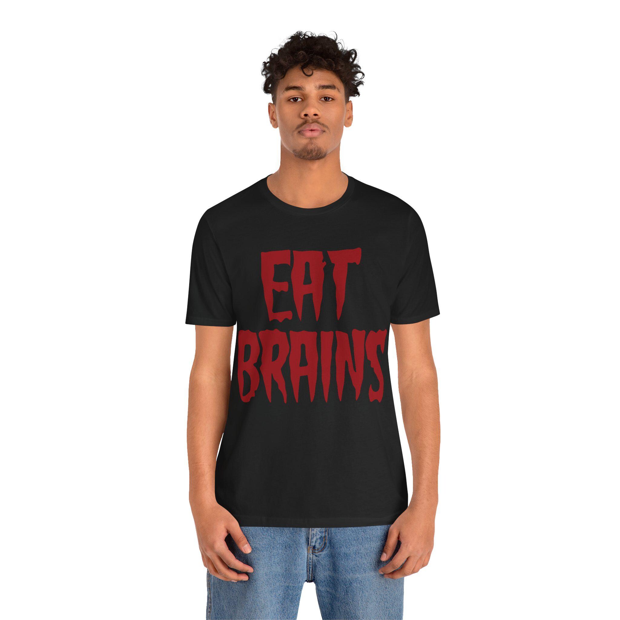 EAT BRAINS Zombie Font Tee - Horror Halloween Gore Shirt - 2000's Emo ...