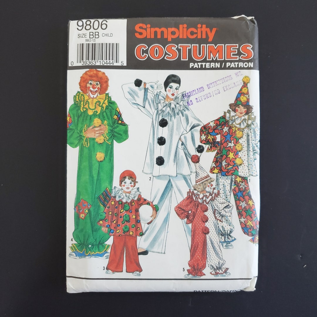 Simplicity 9806 Sewing Pattern Clown Costumes Sizes 2 to 12 UNCUT - Etsy