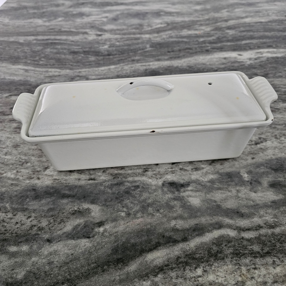LE CREUSET Pate Terrine Made in France White Long Enameled - Etsy