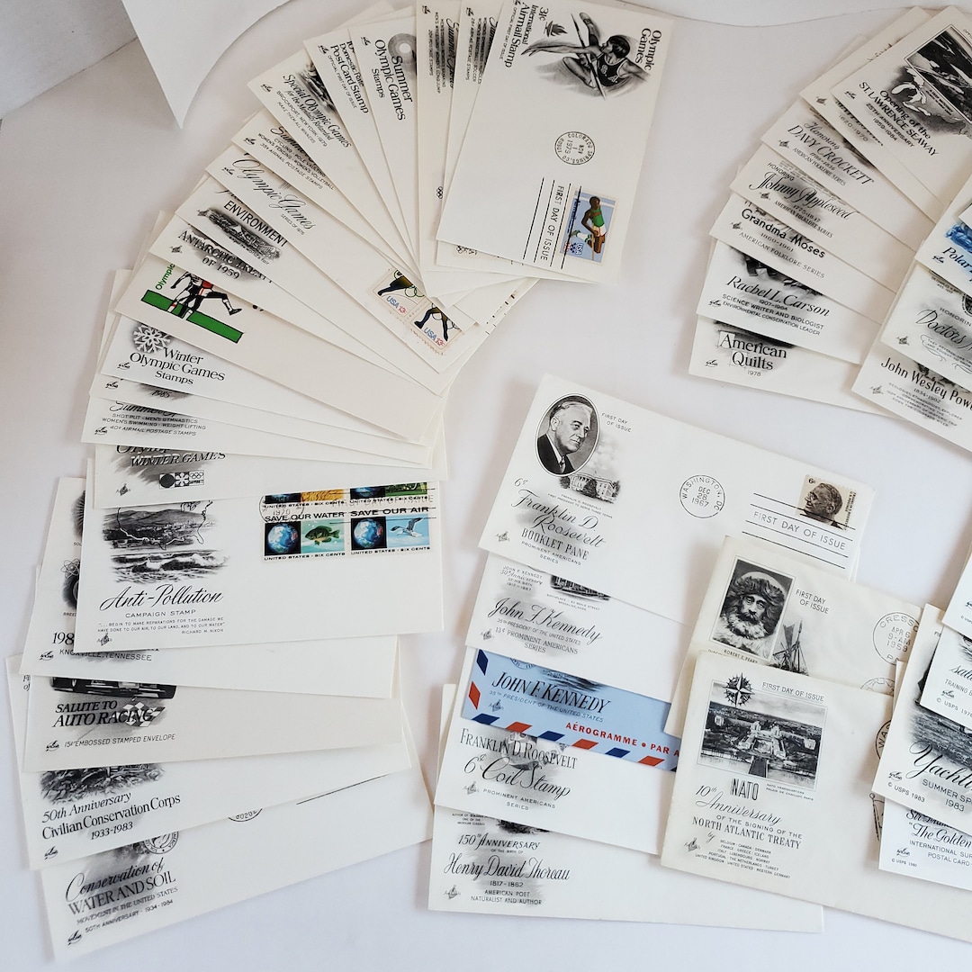 Lot of 45 Vintage First Day of Issue Stamps With Envelopes Postcards ...