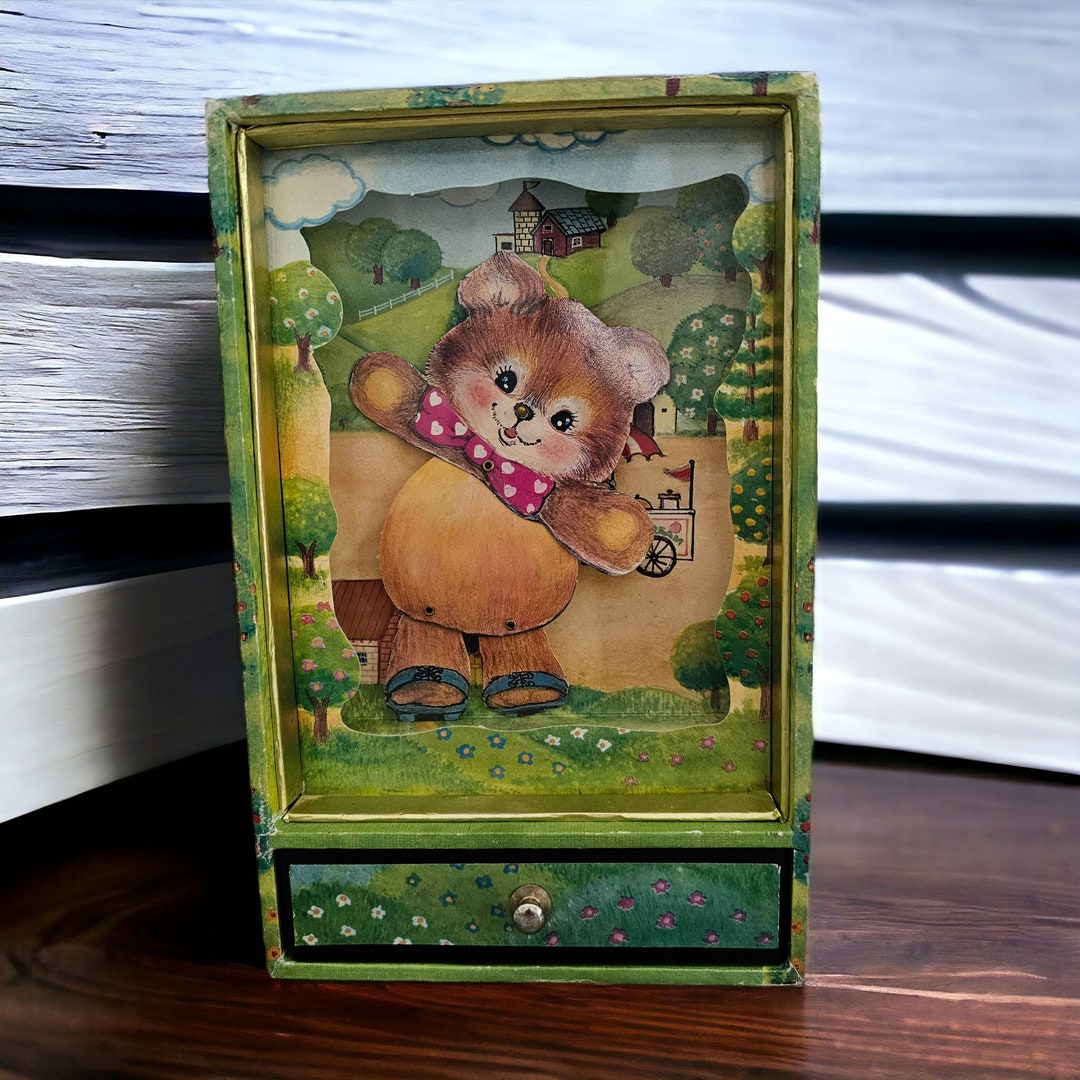 1976 Gunther Mele Dancing Bear Music Box Wind up Vintage Jewelry Box ...