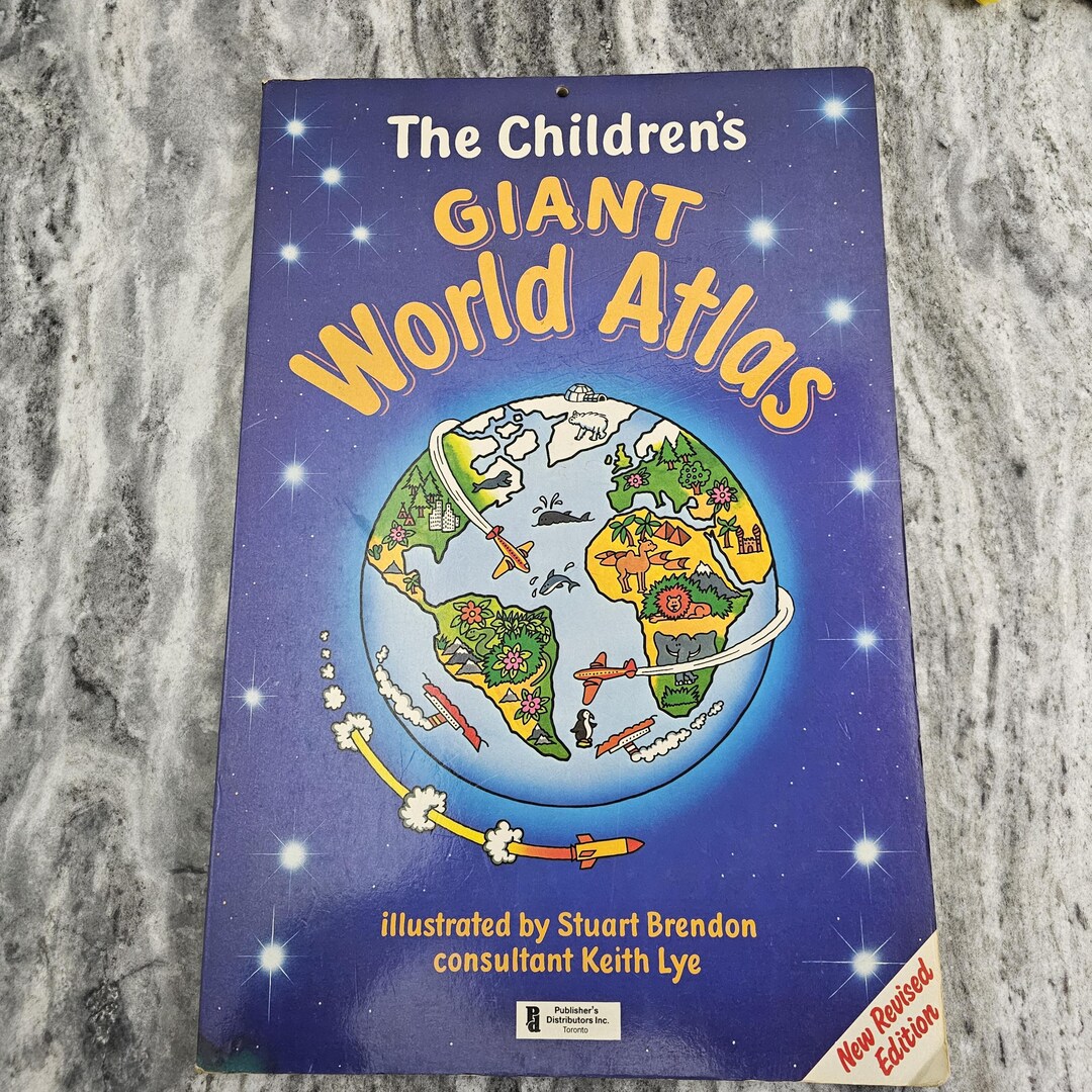 Vintage the Children's Giant World Atlas Stuart Brendon 24x16 HC Board ...