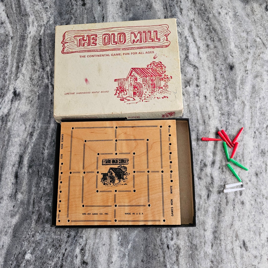 Vintage THE OLD MILL Board Game Hard Maple Are-jay Game Co - Incomplete ...