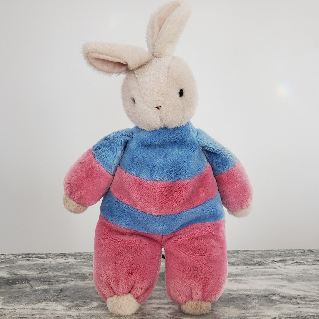 Applause Marzipan Rabbit Plush Pink Blue Gray Stripe Plush 14 Bunny ...
