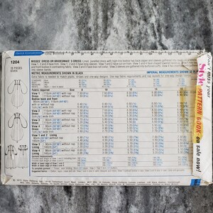 Style 1204 Sewing Pattern Vintage Wedding Dress Bridesmaid Dress S:8 ...