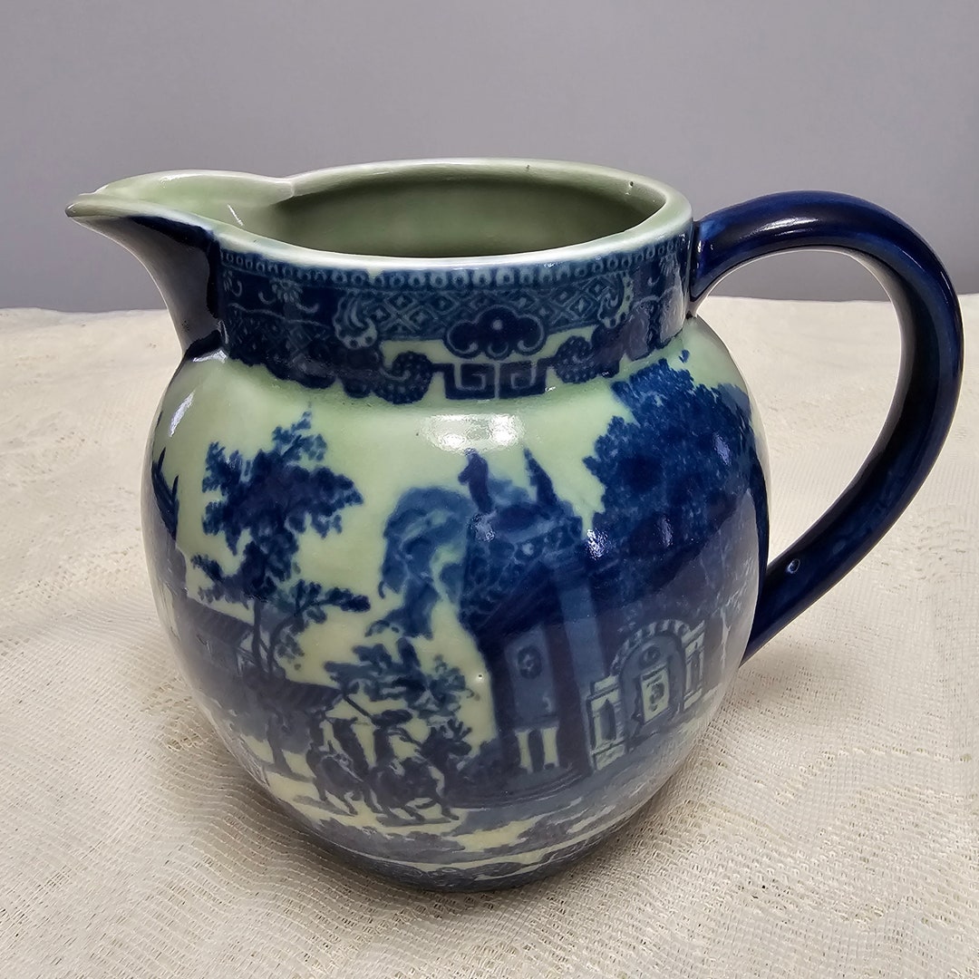 Victoria Ware Ironstone Flow Blue 6" Pitcher Water Jug Reproduction ...
