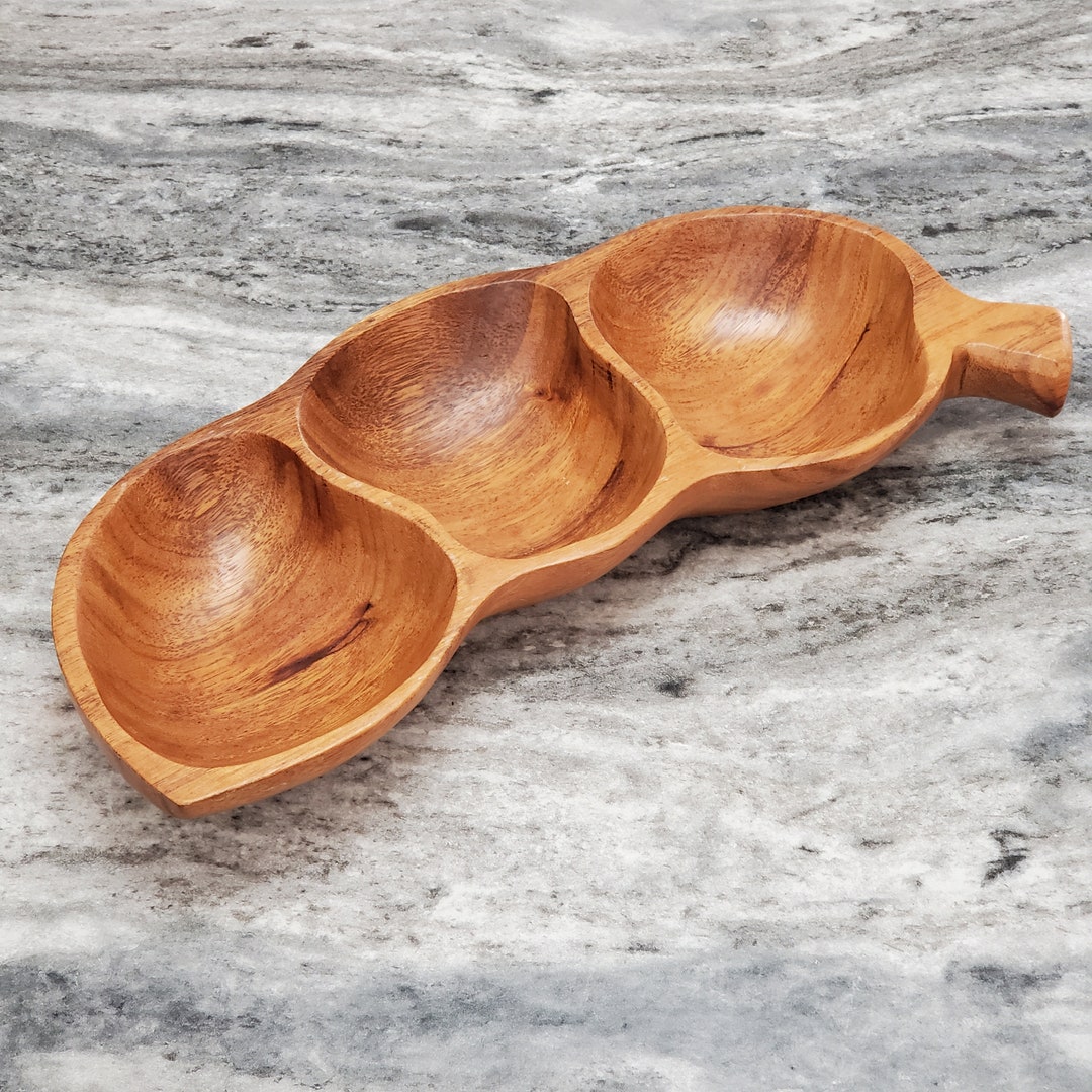 Vintage Monkey Pod Wood Decorative Dish Wood Nut Dish Peapod Wood ...