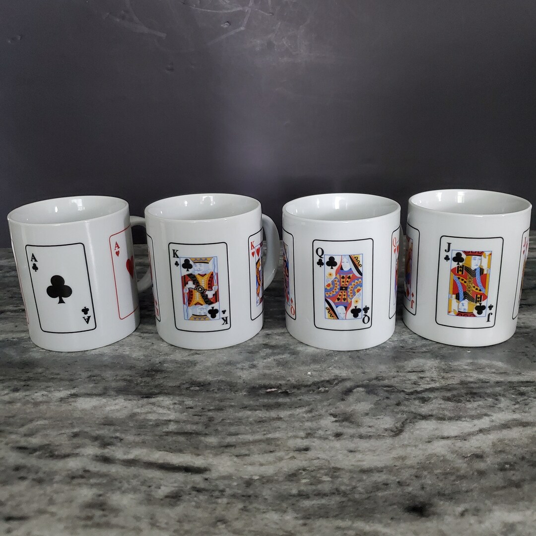 4 Vintage Playing Cards Ceramic Coffee Mugs Cups - Etsy