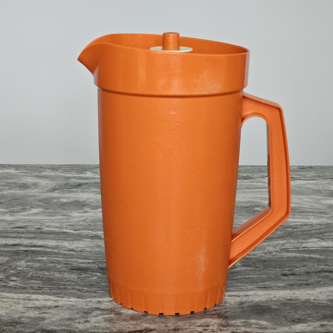 Vintage Tupperware Pitcher 2 Qt Burnt Orange W/push Button Lid 800-4 AS ...
