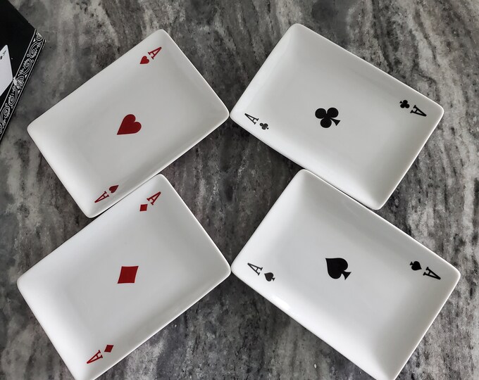 Ace Playing Cards Appetizer Plates Monte Carlo Playing Card Ceramic ...