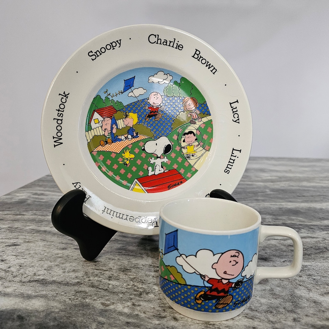 Vintage 1966 Peanuts Snoopy Charlie Brown Plate & Cup England Johnson ...