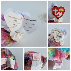 Ty Beanie Baby April the Bear Plush TY Birthday Beanies Collection W ...