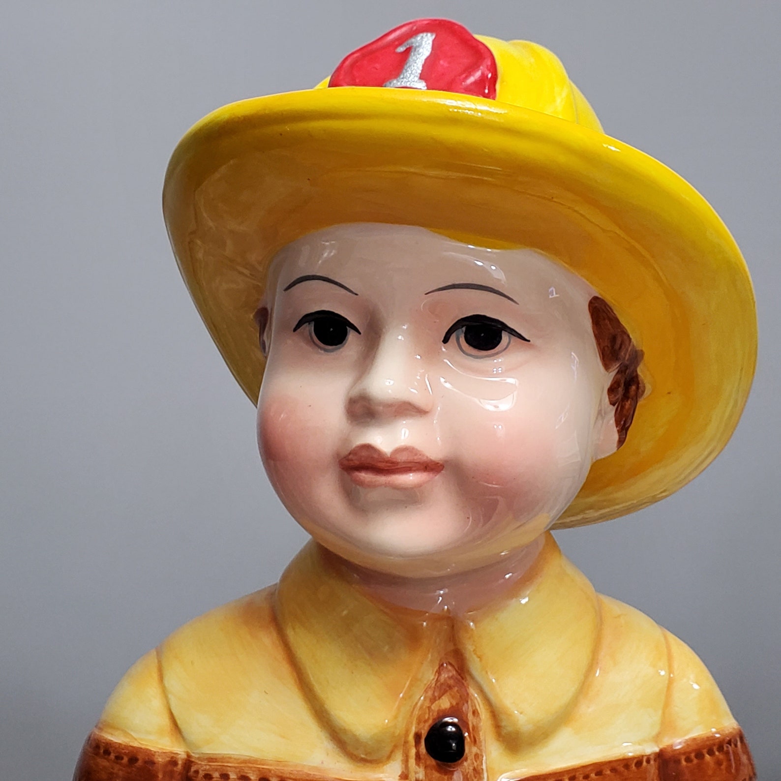Vintage Boy in Fire Truck Firefighter Ceramic Cookie Jar by - Etsy