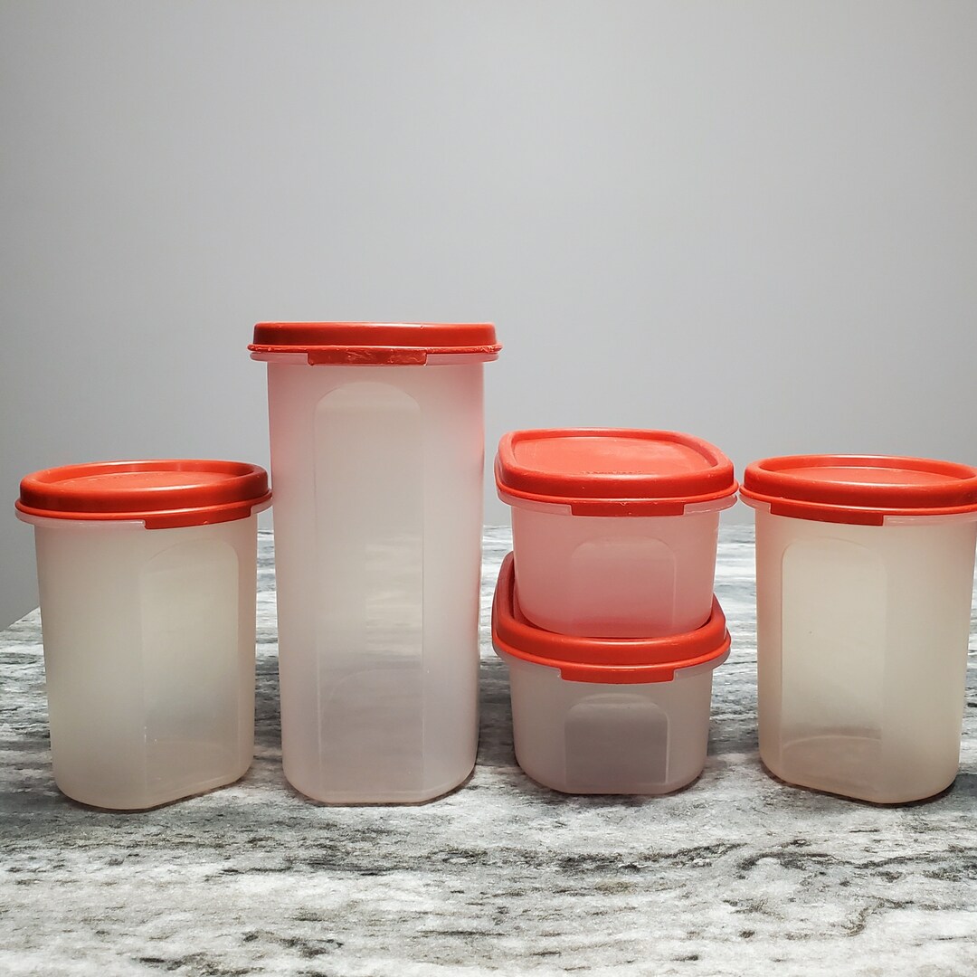 5 Vintage 1982 Tupperware Modular Mates W/poppy Red Lids - Etsy