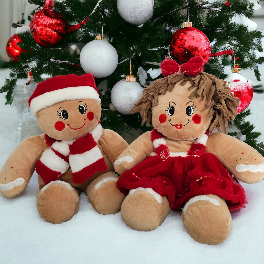 Christmas Gingerbread Kids Plush Boy & Girl Gingerbread Stuffed Animal ...