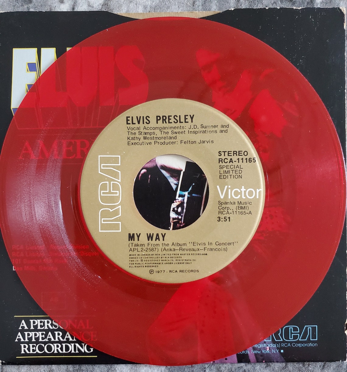 Elvis Presley My Way / America Red Vinyl 45 RPM 7 - Etsy Canada