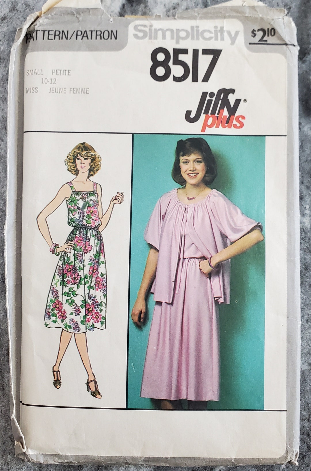 Simplicity 8517 Sewing Pattern 1978 Pullover Dress & Jacket Sizes 10-12 ...