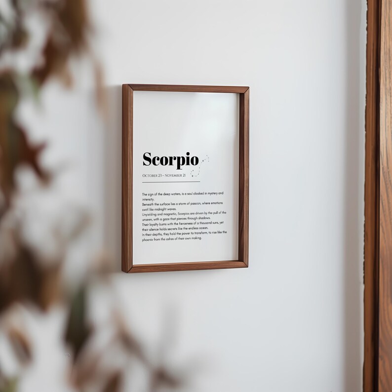 Scorpio Art, Zodiac Sign Minimalist Aesthetic Printable Art, Digital ...