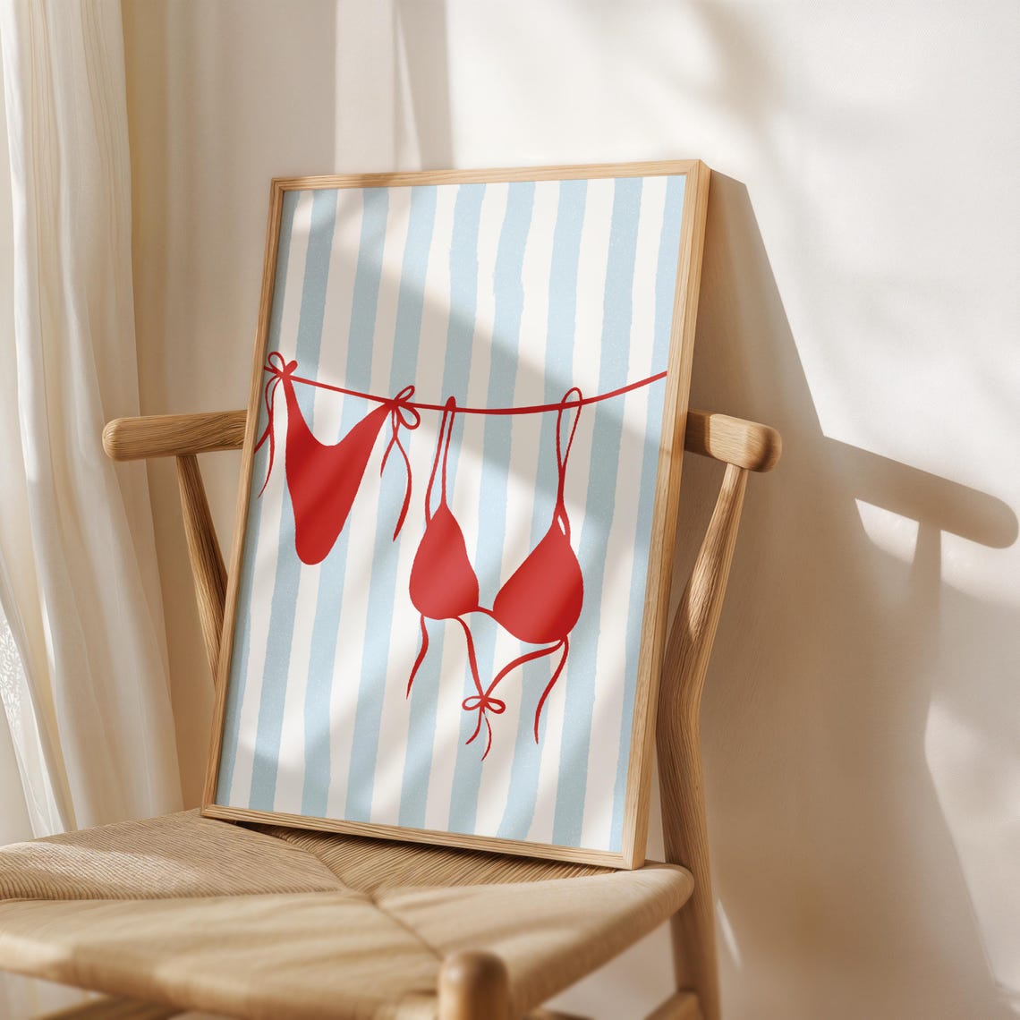Red Bikini Print, Hanging Bikini Poster, Summer Print, Beach Wall Art ...