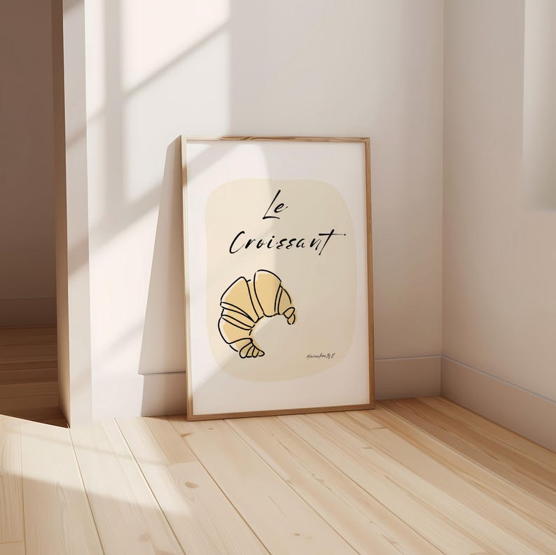 Le Croissant Printable Wall Art, Trendy Art, Breakfast Poster, Foodie ...