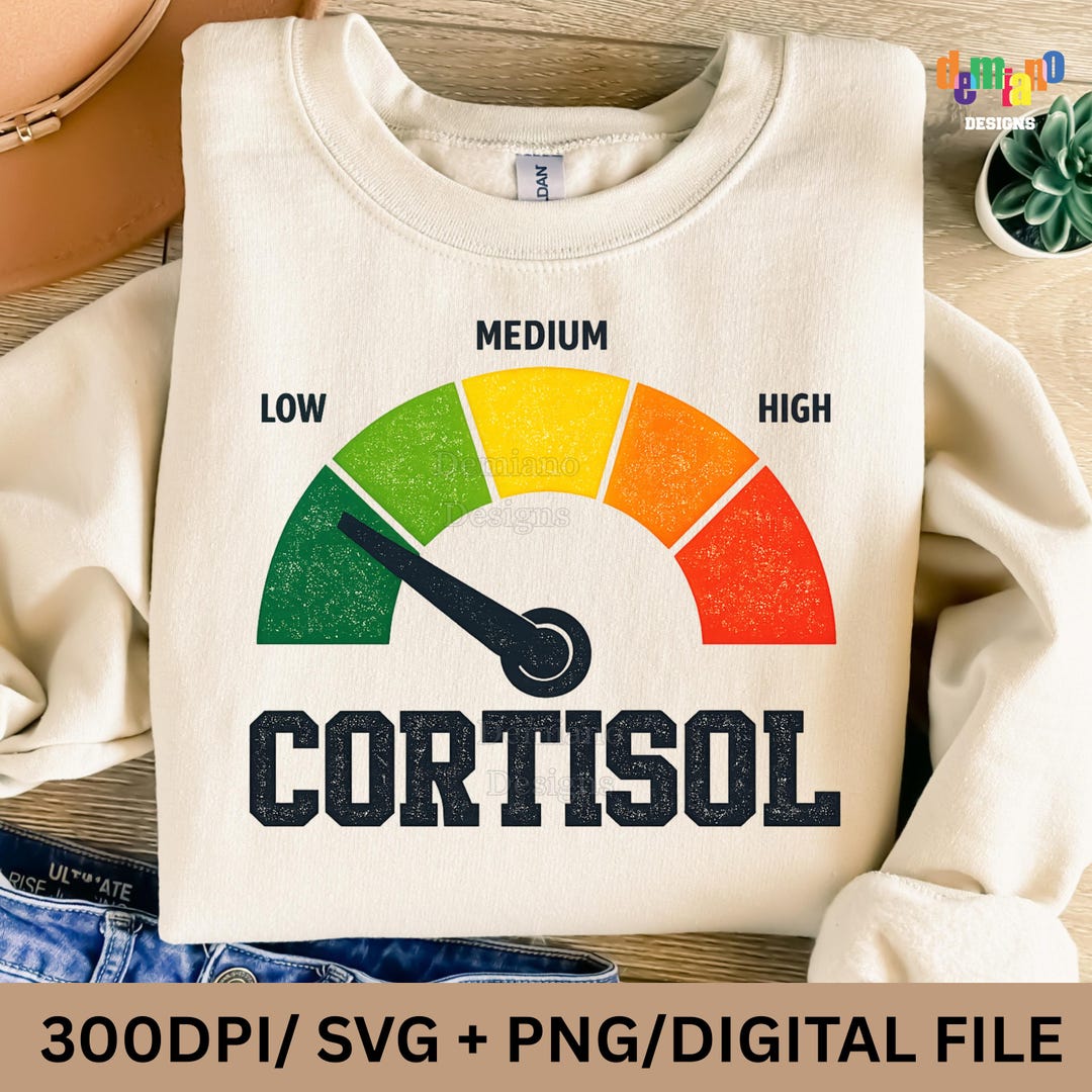 Low Cortisol Level Meme Trend SVG PNG, Funny Stress Gauge Design ...