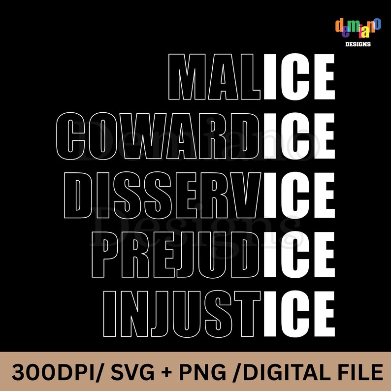 Social Justice SVG PNG | Malice Cowardice Prejudice Injustice Design ...