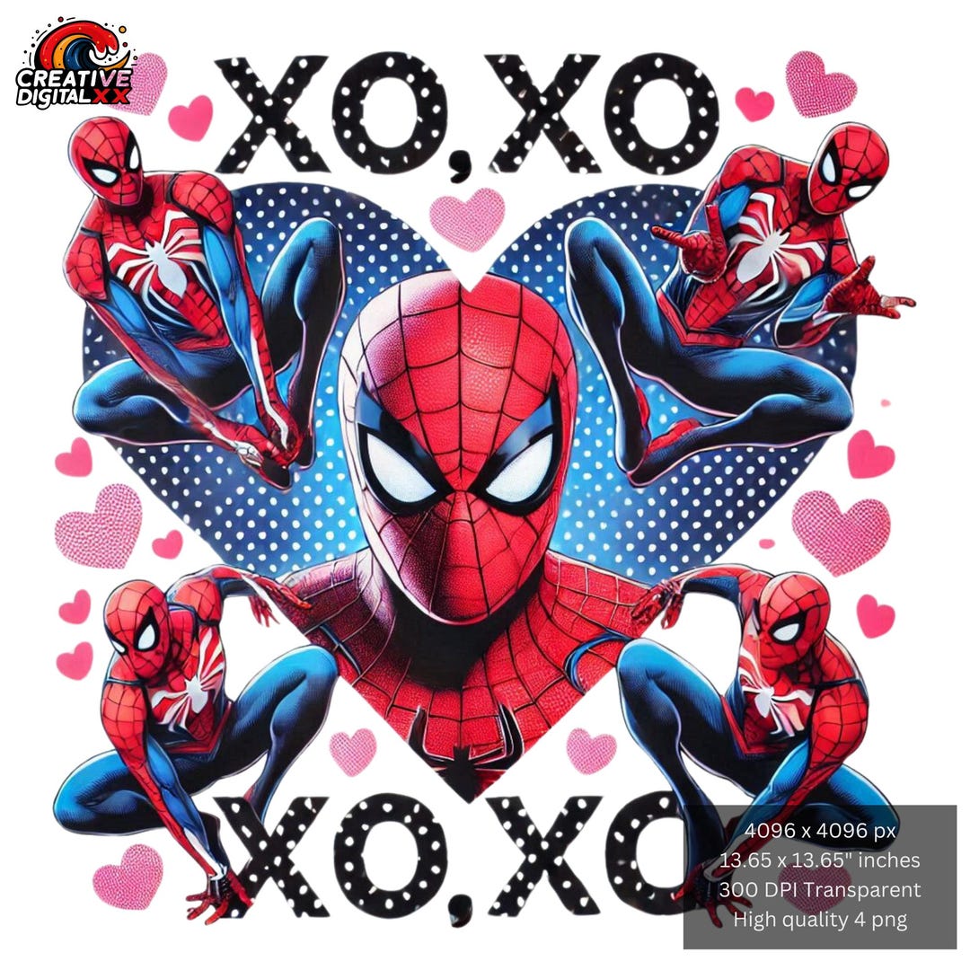 Spidey-man Valentine PNG Files, Character PNG, Heart Design, Super ...