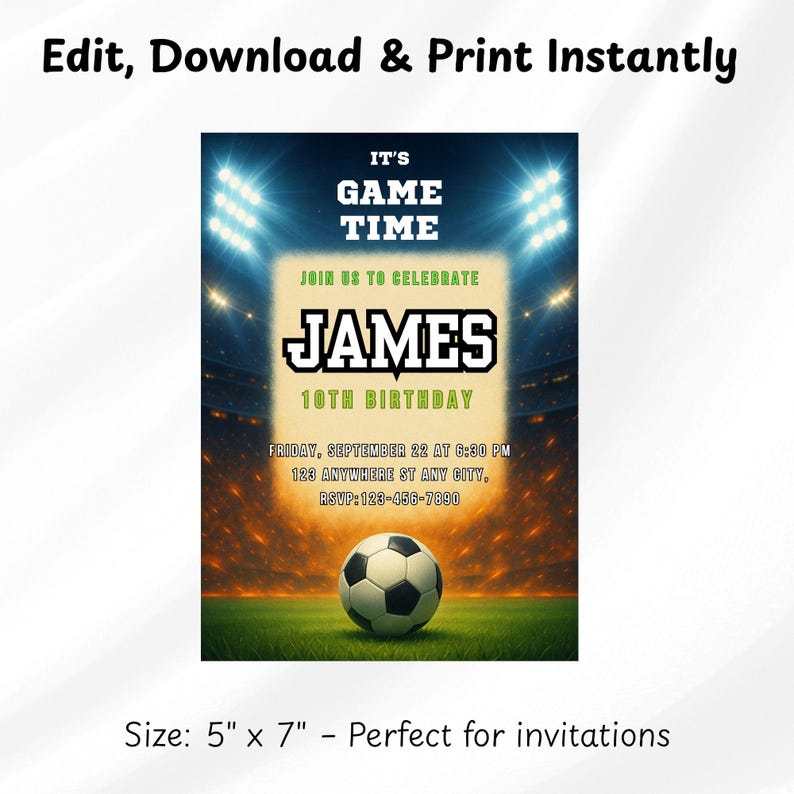 Football Birthday Invitation | Game Day Party Invite | Editable Digital ...