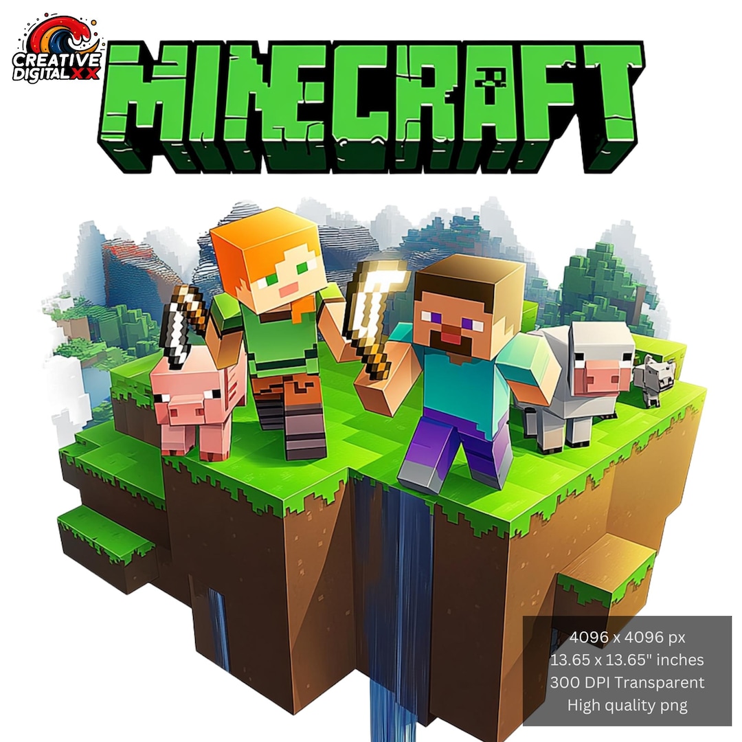 Pixel Block Game Inspired Digital Art - Adventure T-shirt Design ...