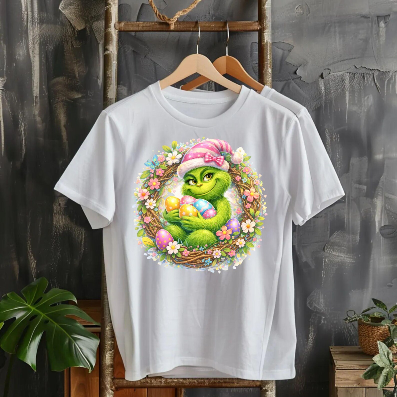 Funny Grinch-inspired Easter PNG | Mischievous Bunny and Eggs | Cartoon ...