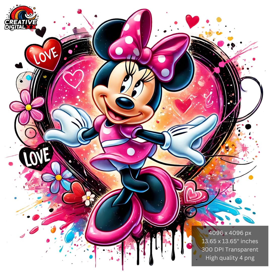 Minnie Mouse Love Png, Watercolor Characters Png, Transparent ...