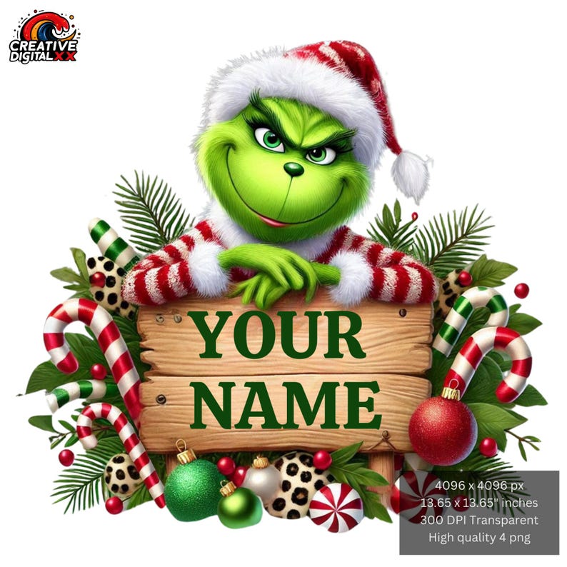 Your Name Grinch PNG, Festive Image, Xmas Grinch Designs, Holiday PNG ...