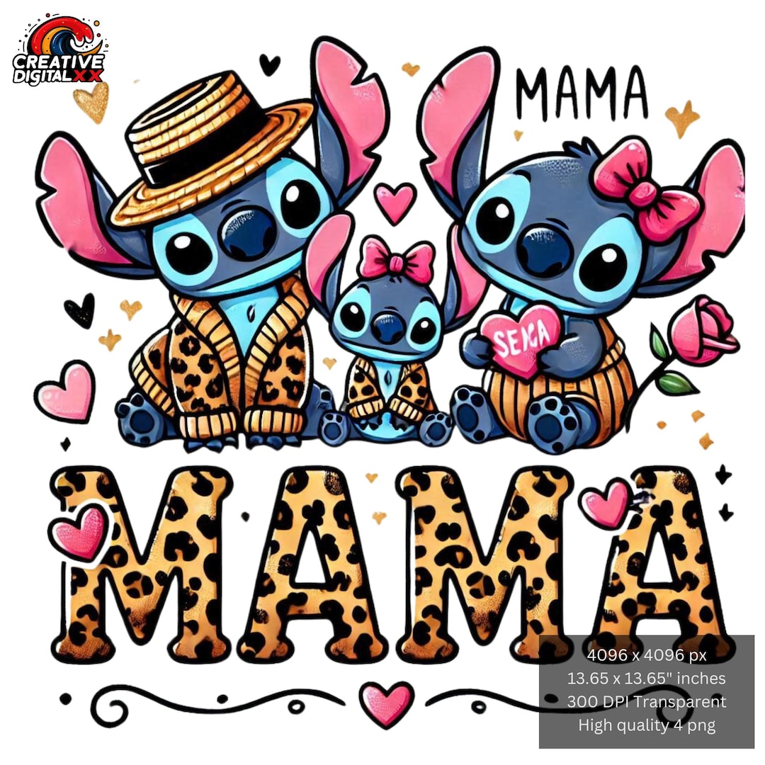 Cute Stich Mama Clipart | Stitch High Resolution PNG | Digital Design ...