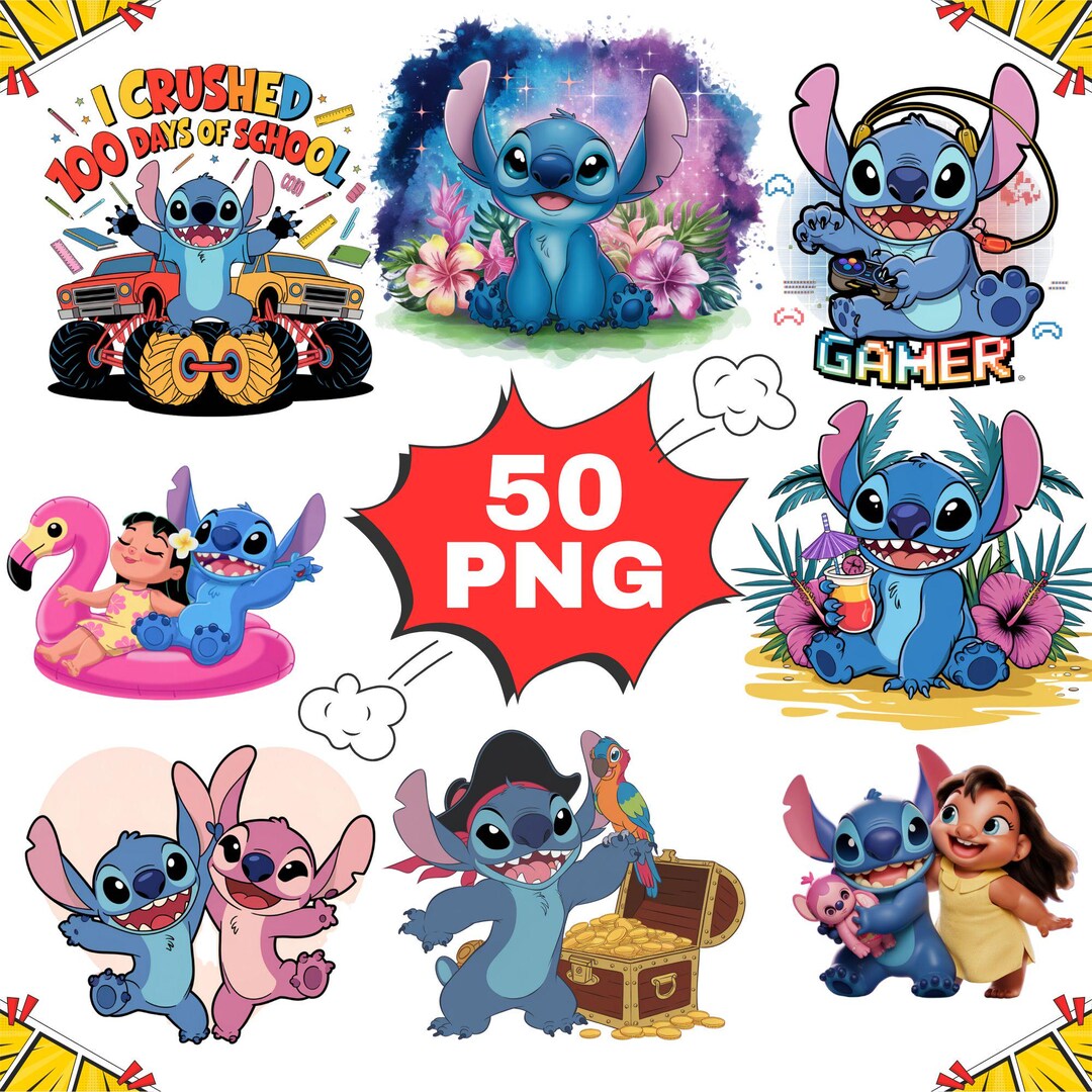 50 Stitch Png, Stitch Bundle, Stitch Clipart, Cartoon Png, Lilo Stitch ...