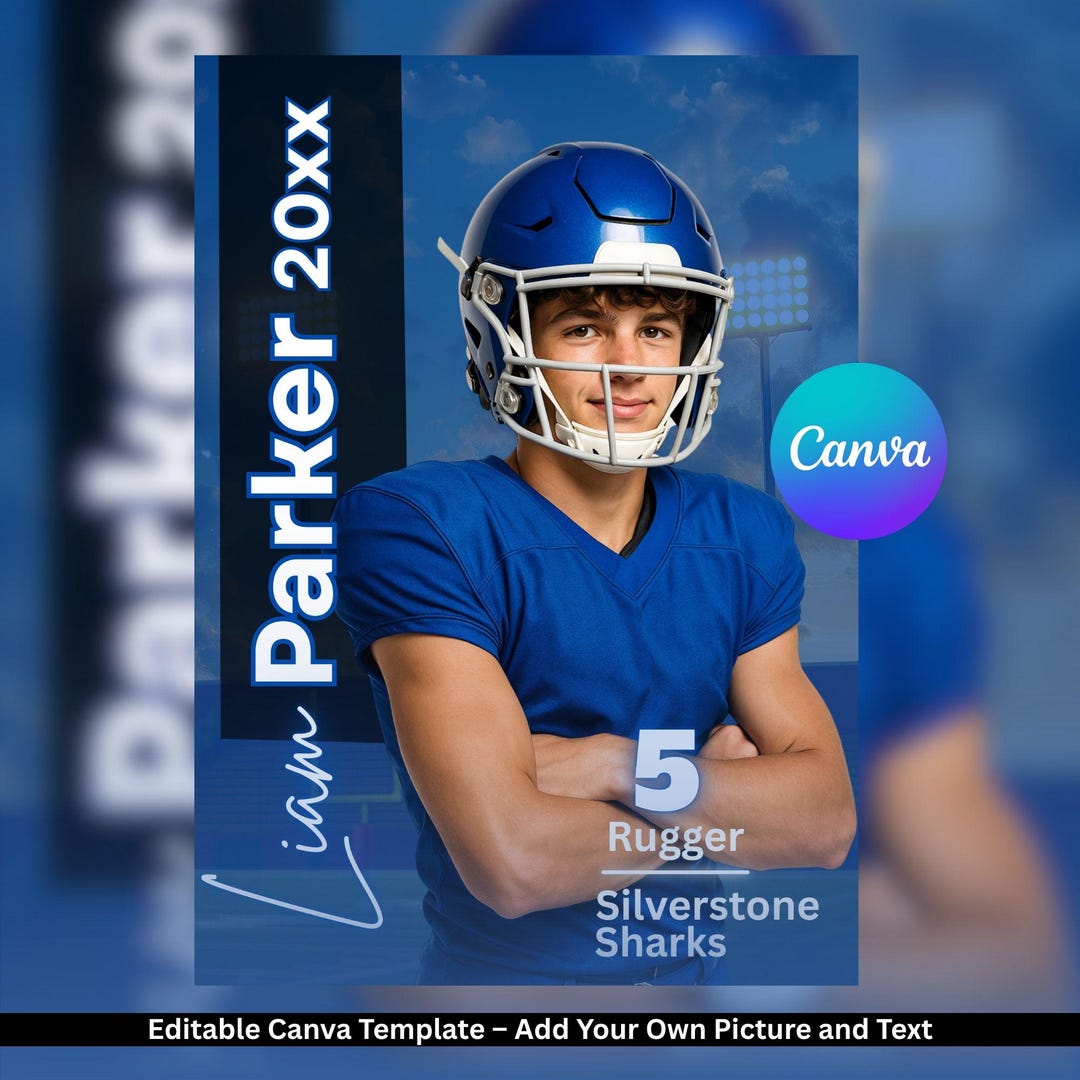 Football Star Poster Digital Background | Senior Sports Poster | Game ...