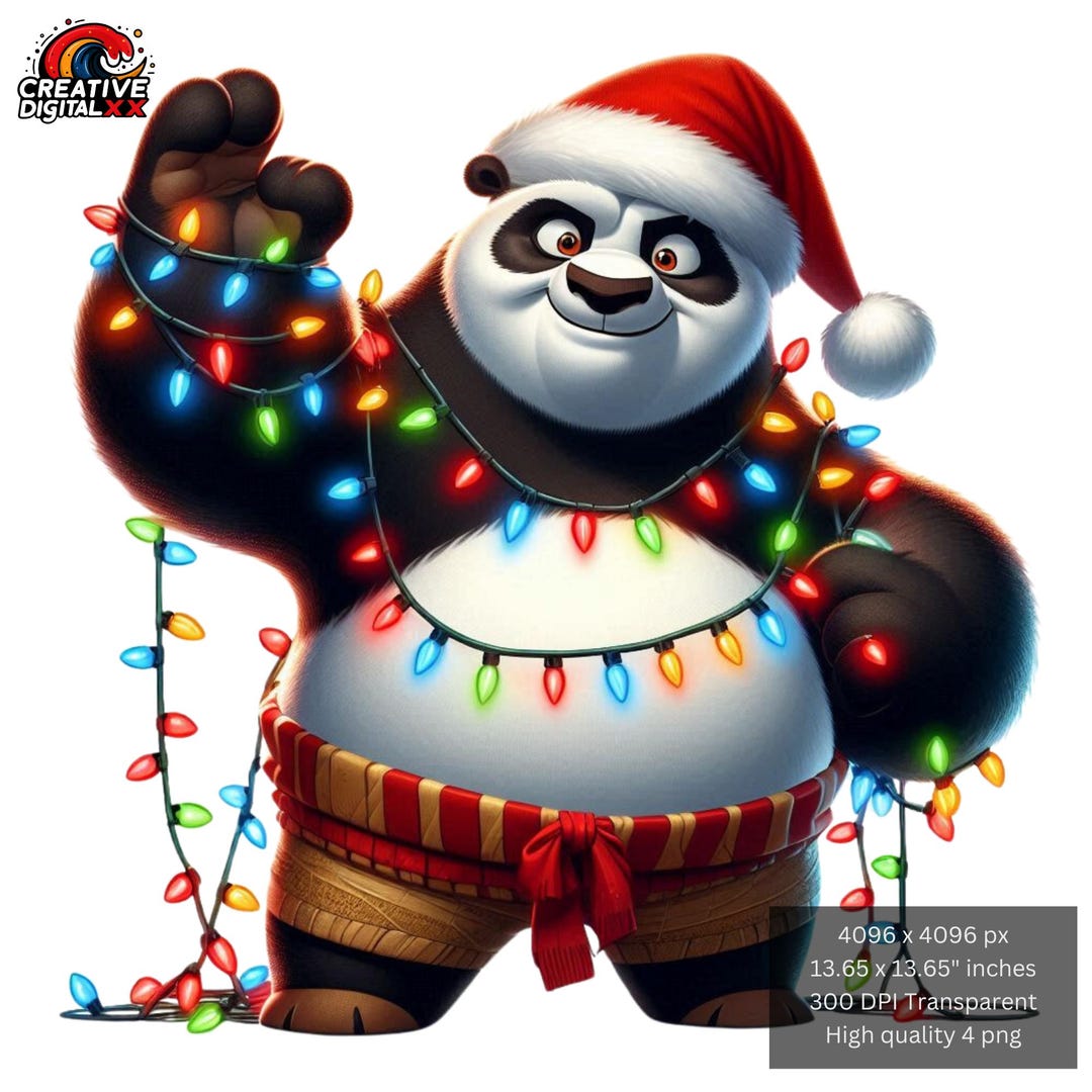 Christmas Panda PNG, Kung-fu-panda PNG, Christmas Vibes, Tshirt Digital ...