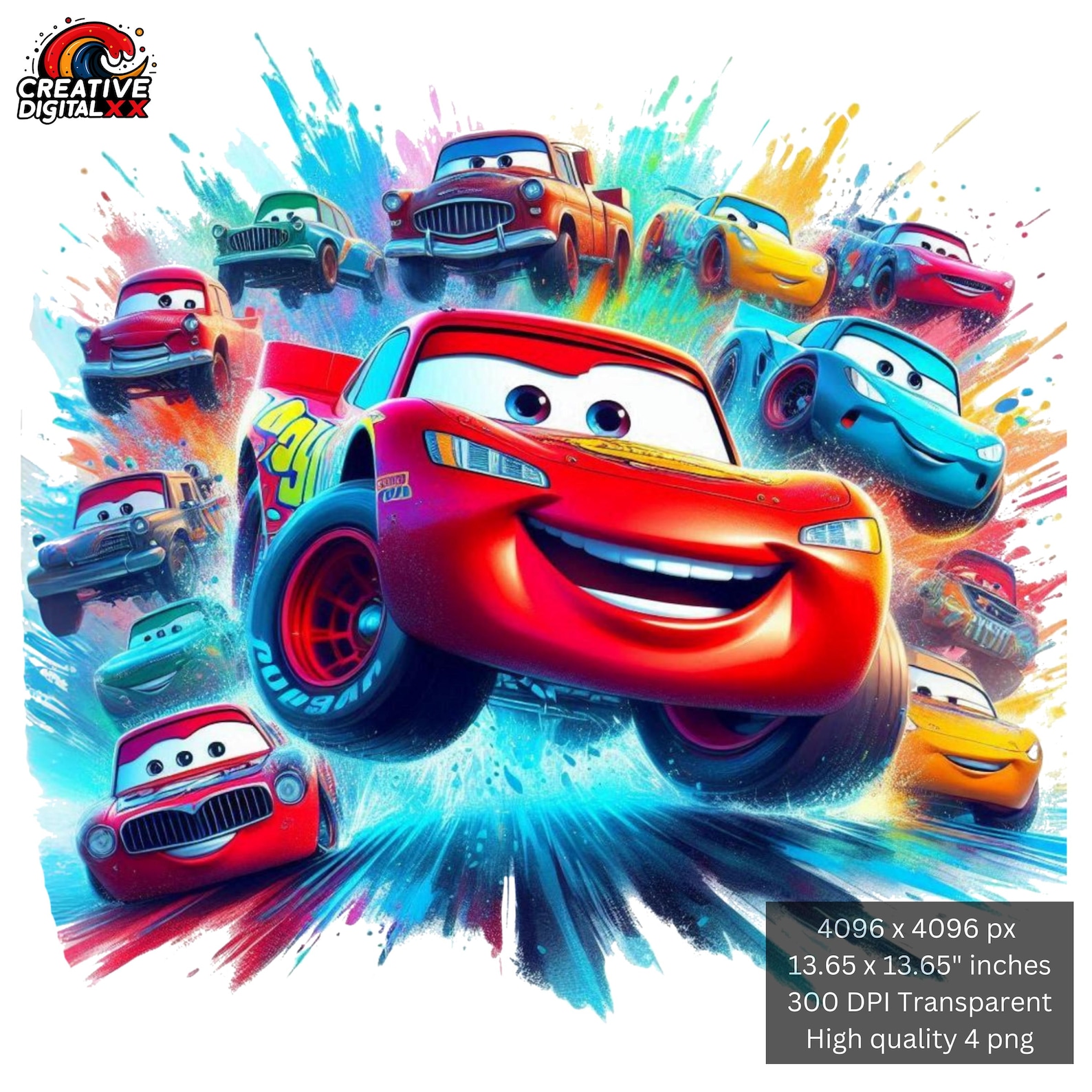 4 Car PNG Lightning Cars Splash and Watercolor Digital Design PNG File ...