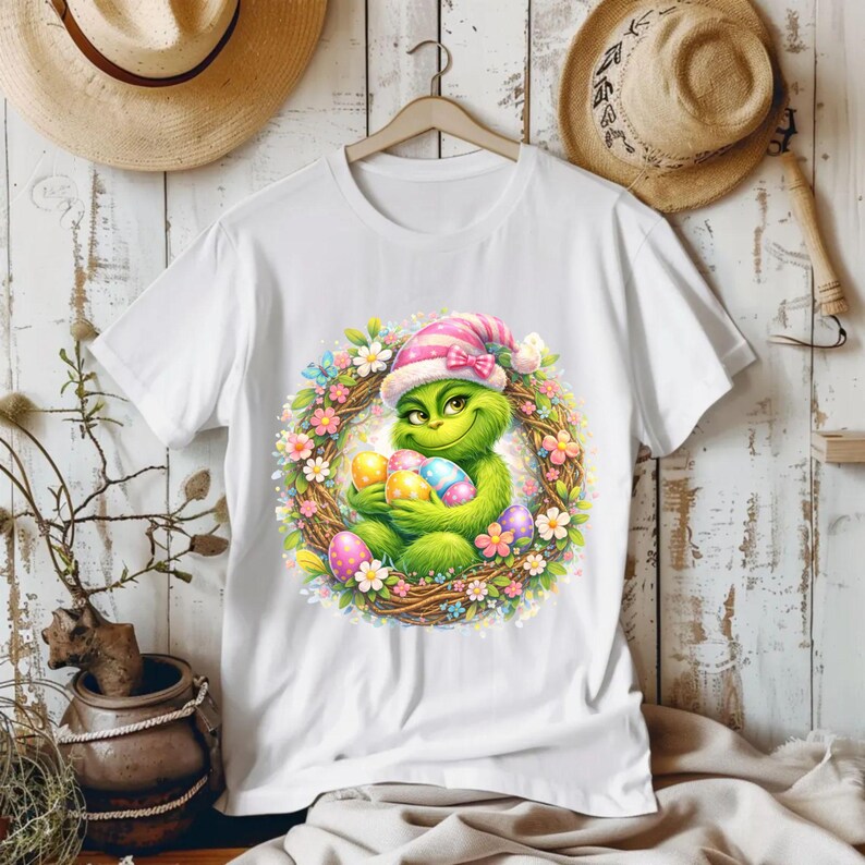 Funny Grinch-inspired Easter PNG | Mischievous Bunny and Eggs | Cartoon ...