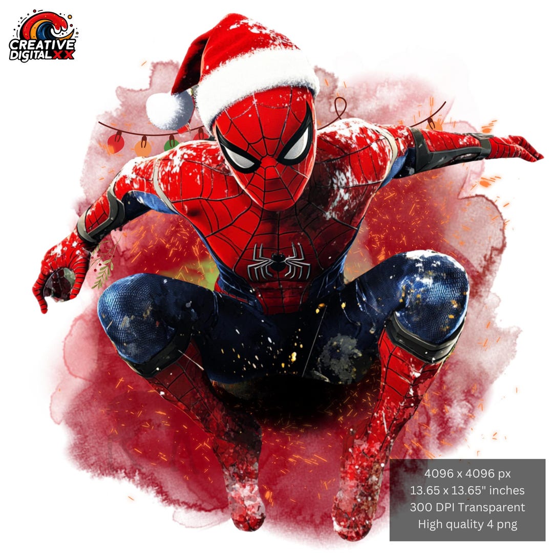 Spider-man Christmas PNG | Sublimation Image | High Resolution- Instant ...