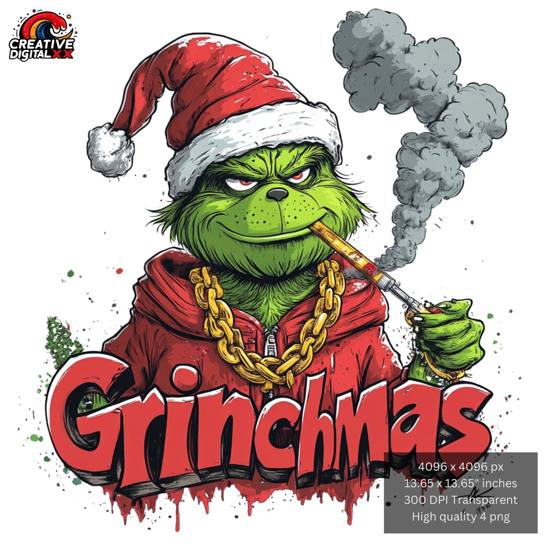Grinch Stoner PNG, Festive Image, Urban Grinch Designs, Holiday PNG ...