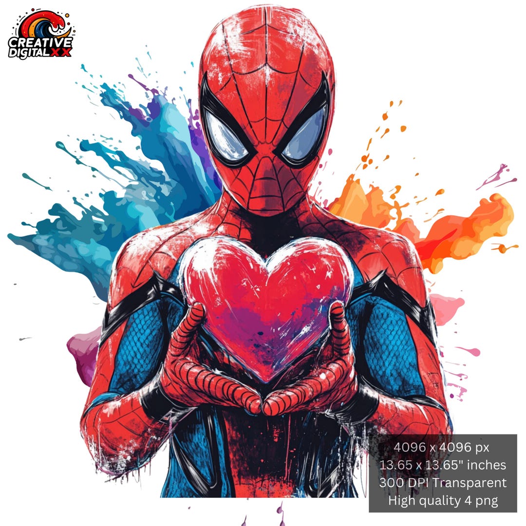 4 Spider-man Splash PNG Files, Character PNG, Heart Design ...