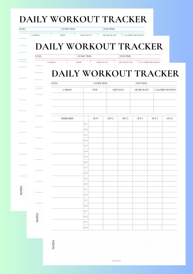 Daily Workout Tracker Etsy