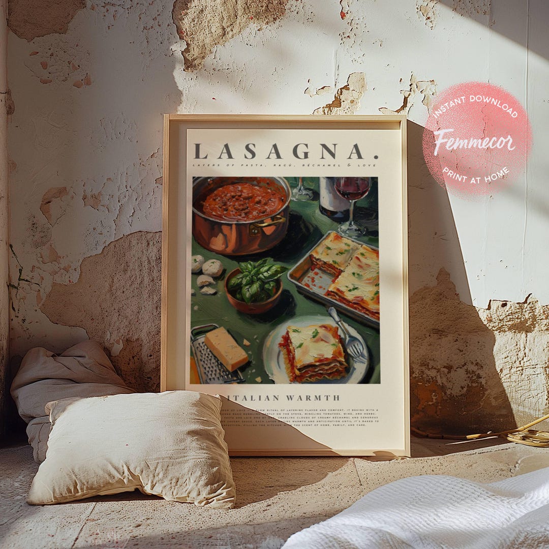 Printable Kitchen Art | Lasagna Digital Download, Italian Warmth Poster ...