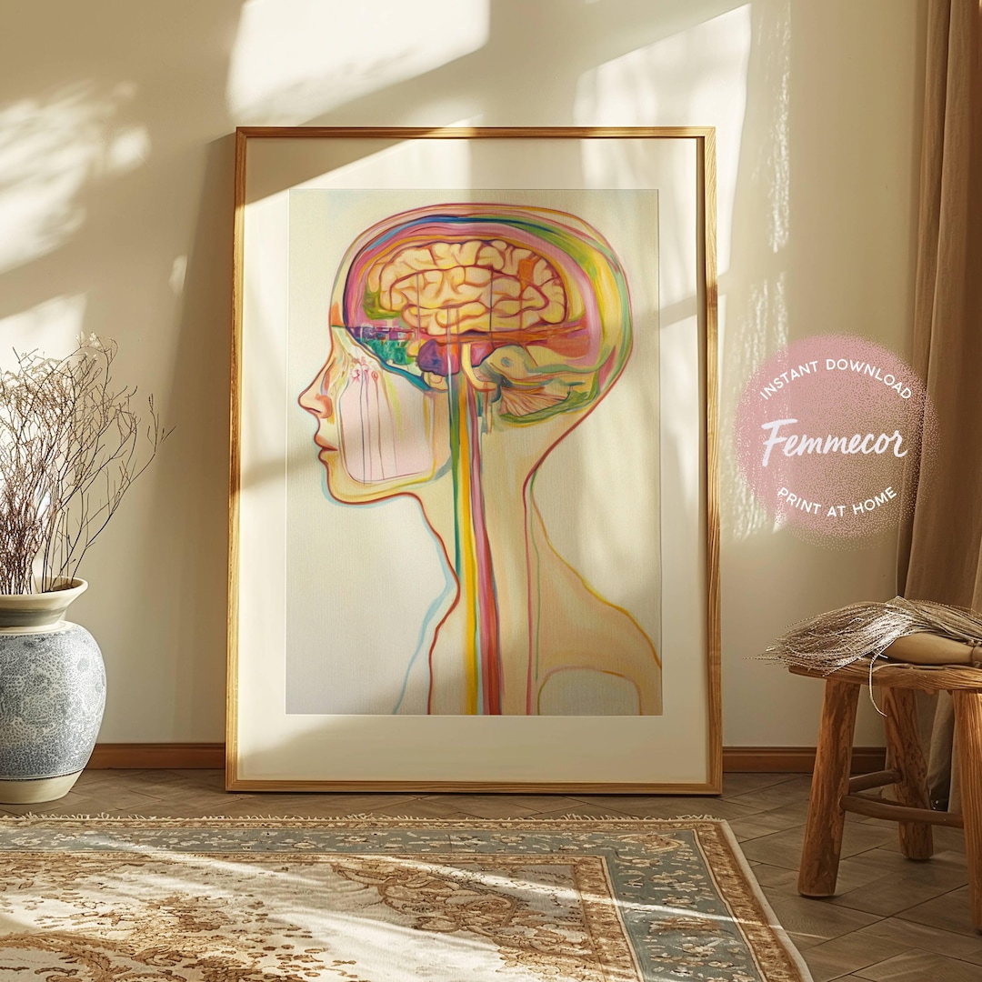 Printable Neutral Wall Art – Feminine Brain Art Print, Girly Wall Art ...
