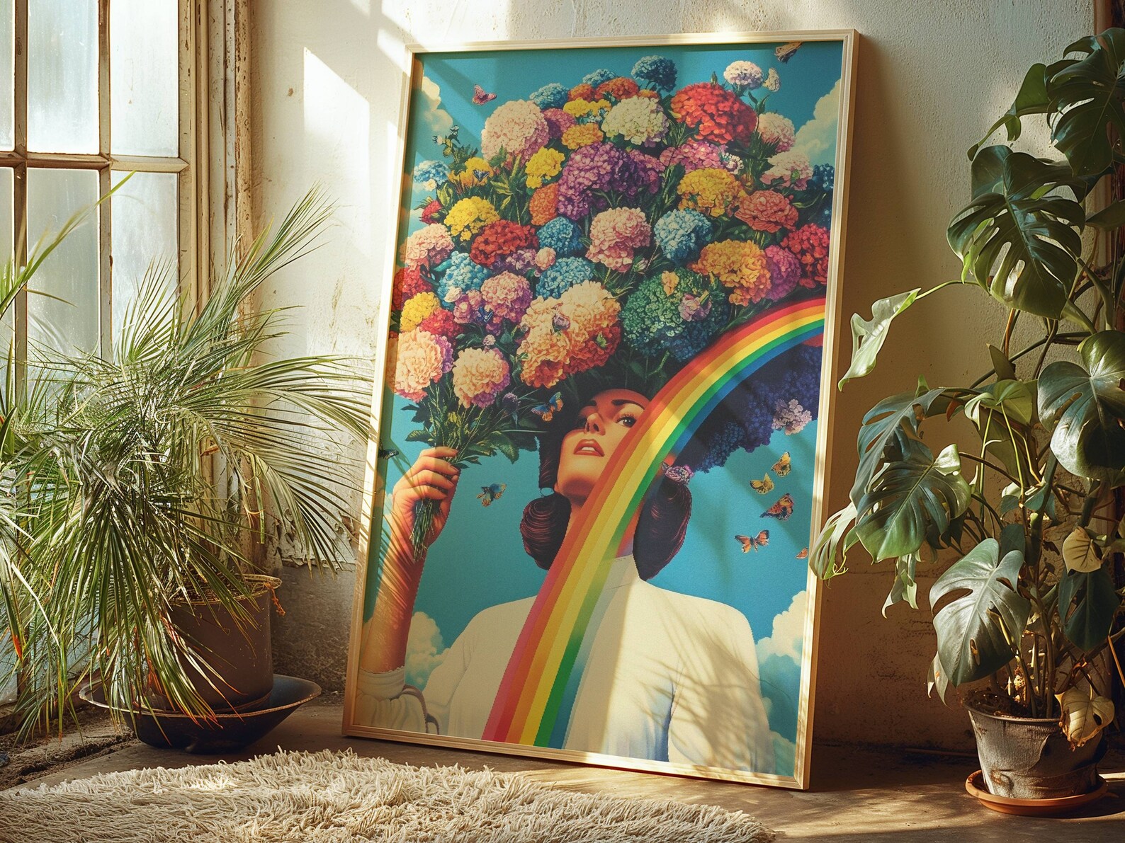 Large Surrealist Wall Art Print Sizes A3 to A1 Flower Head Trippy ...